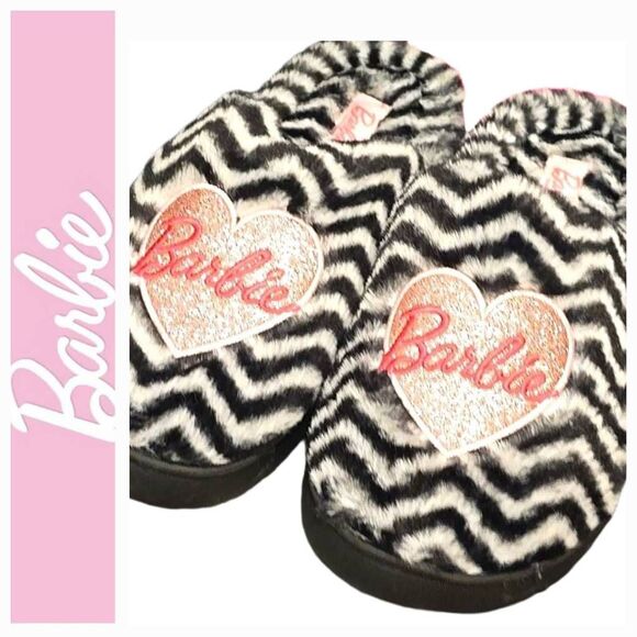Barbie | Shoes | Barbie Zebra Print Glitter Heart Logo Memory Foam ...